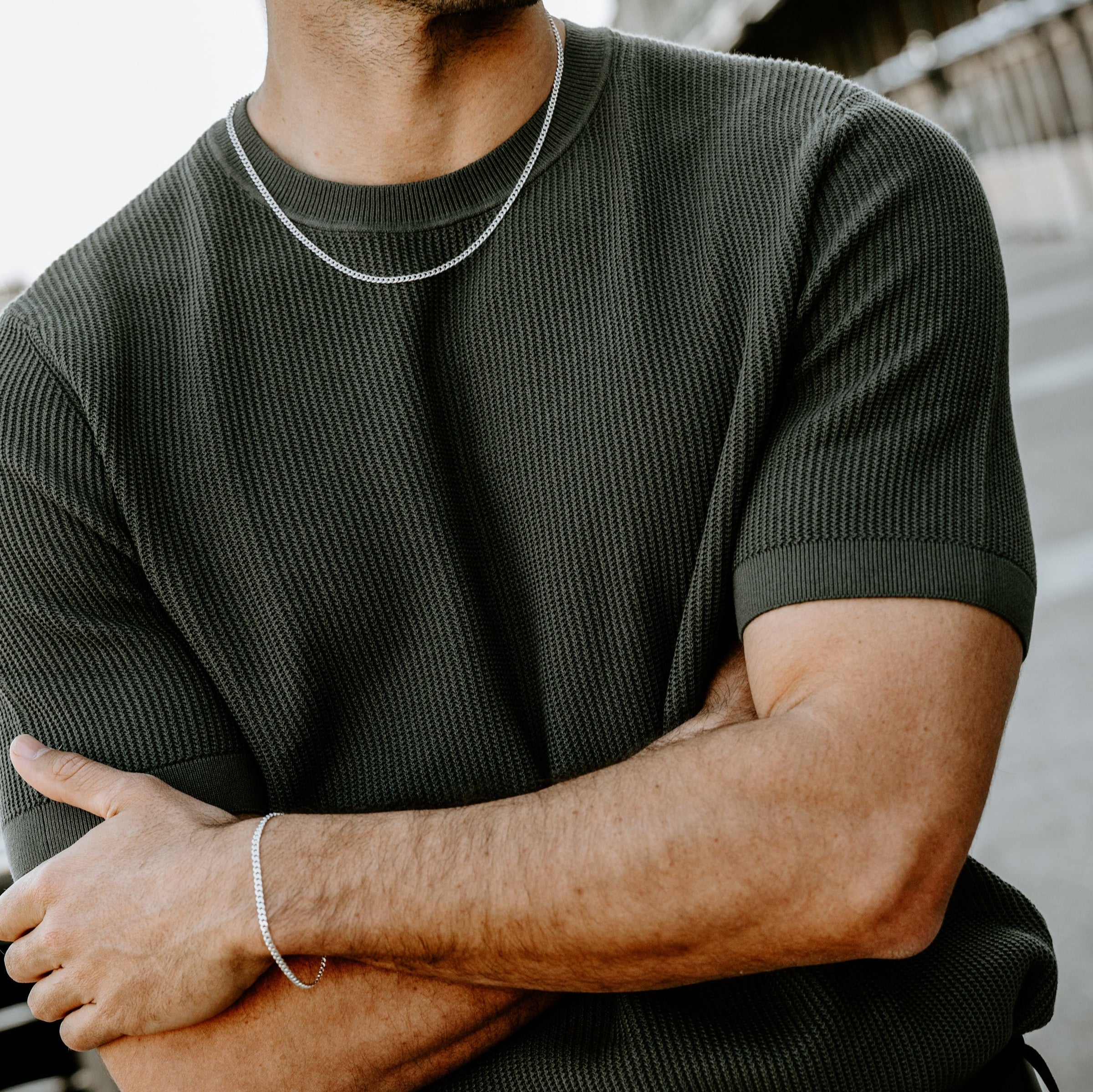 Fin Set- 925 sterling silver Cuban Link Chain 3mm - Men's Necklaces ...