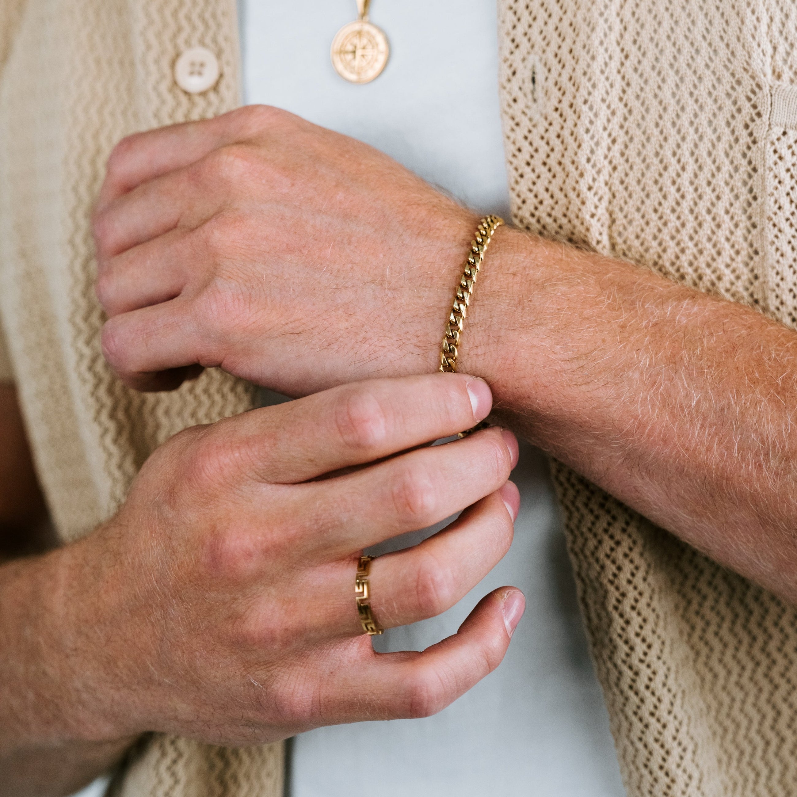 Todd Gold- Greek Key Ring - Men's Rings - Saar Co